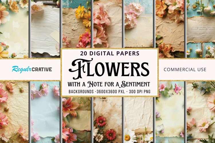 Flowers With A Note Digital Paper Bundle