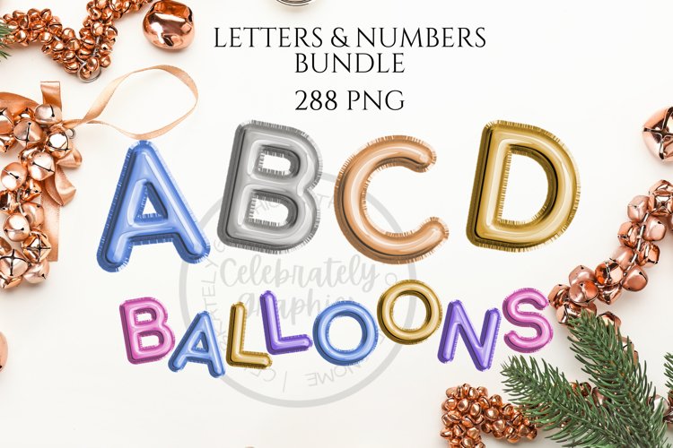 Foil Balloons Alphabet and Numbers Clipart