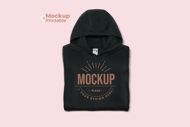 Black Gildan 18500 hoodie flat lay mockup Valentines Day PSD