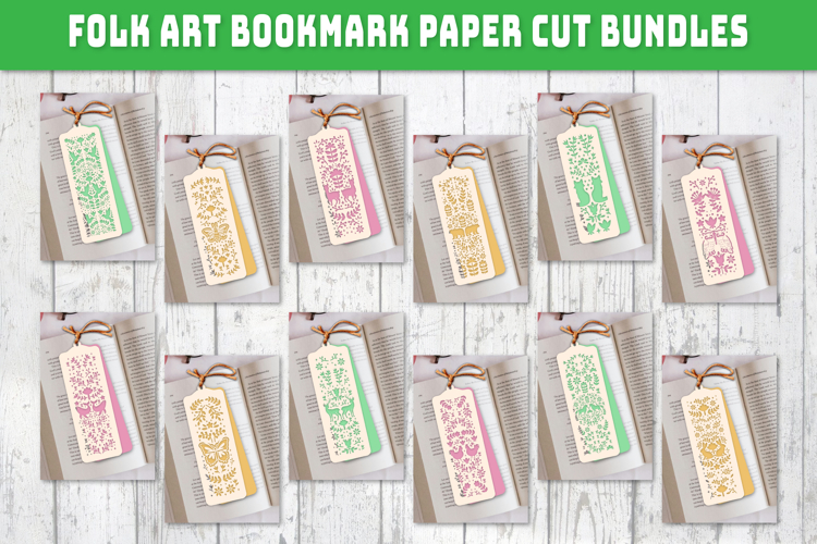 Folk Art Bookmark Paper Cut BUNDLES