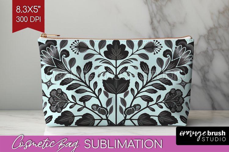 Folk Flowers Cosmetic Bag - Floral Folk Makeup Bag (5143098)