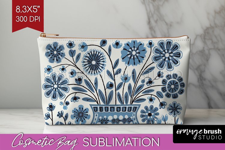 Folk Flowers Cosmetic Bag - Floral Folk Makeup Bag (5143121)
