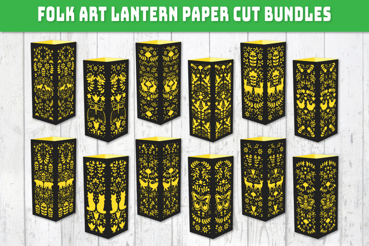 Folk Art Lantern Paper Cut Files BUNDLES