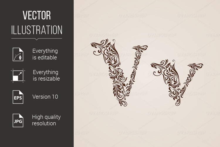 Decorated letter v