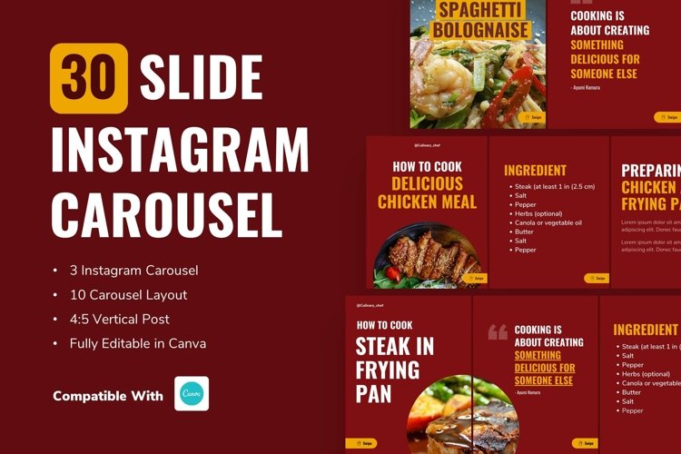 Deliciously Instagram Carousel for Food Restaurant (1428665 ...