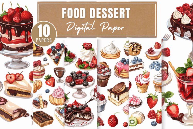 Food Dessert Digital Paper Bundle