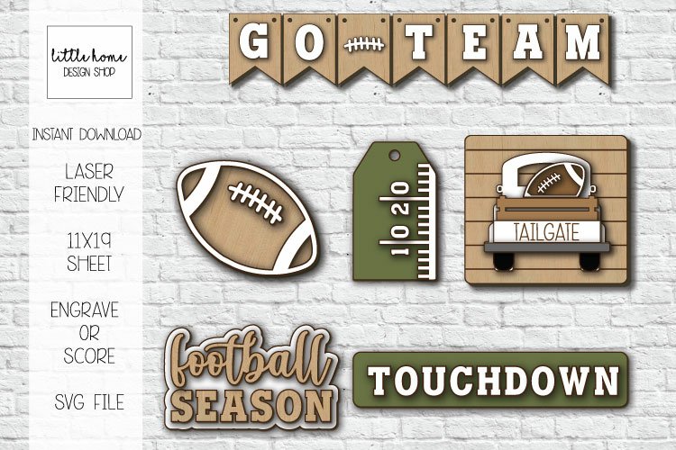 football team laser file | football sign bundle