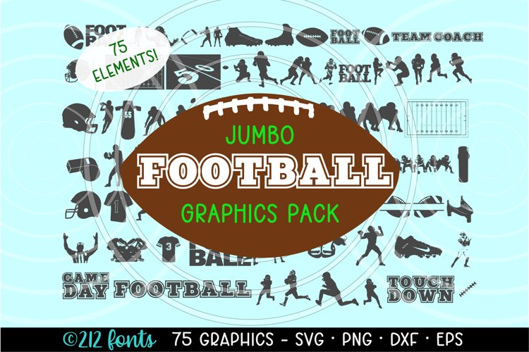 75 Football Graphic Pack Clip Art Cut Files PNG SVG DXF (1558188 ...