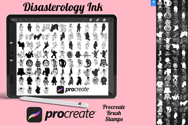 Astronaut Set 1 Procreate Brush Stamps, 81 Cartoon Astronaut