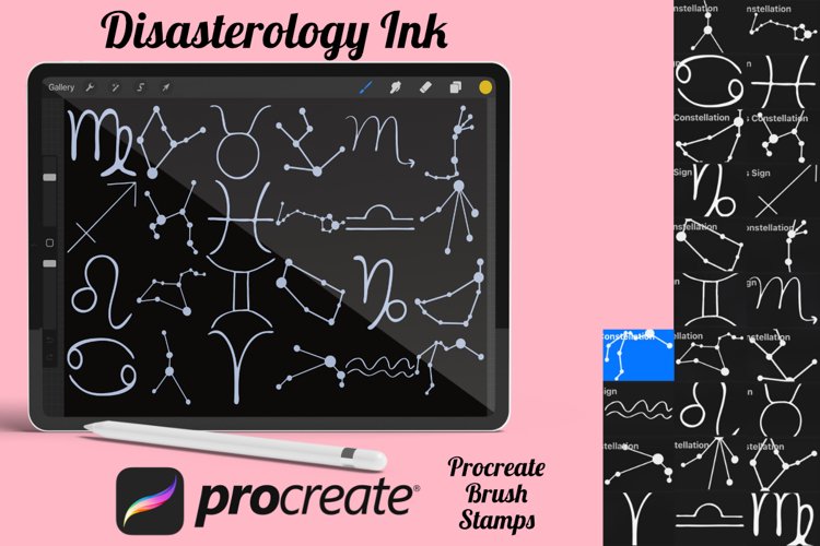 Zodiac Signs & Constellations Procreate Brush Stamps Set 1
