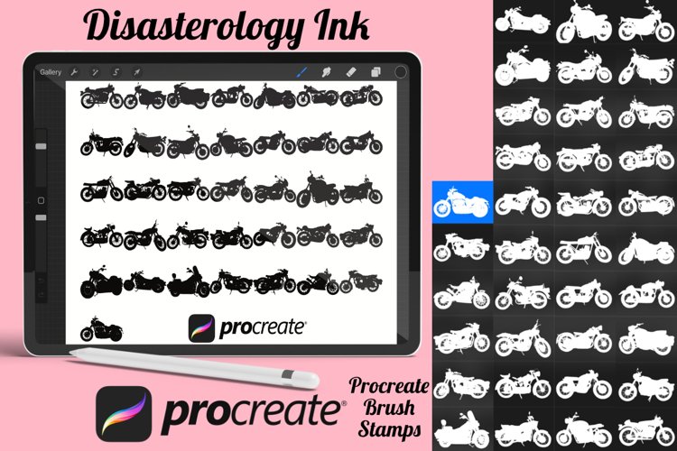 Vintage Motorcycle Silhouette Set 1 Procreate Brush Stamps