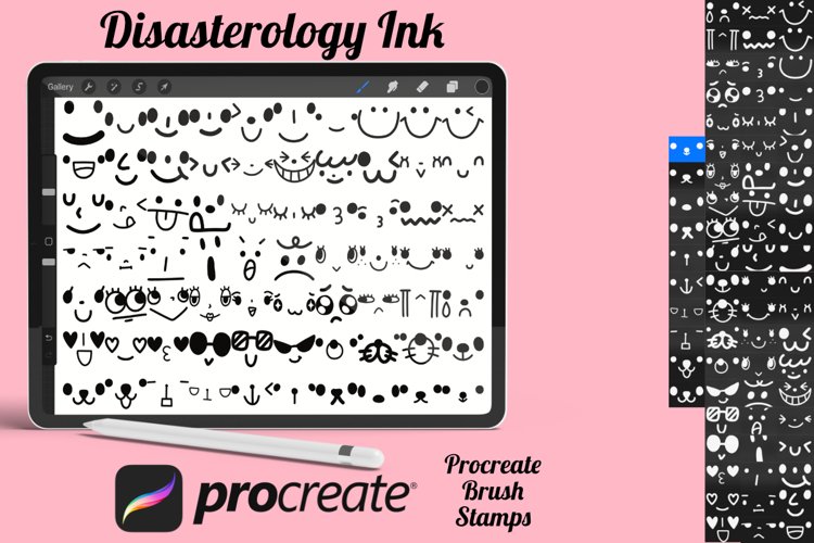 Cartoon Funny Face Procreate Brush Stamp Set 4, 70 Stamps