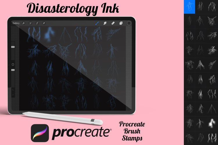 Lightening Bolts Set 1 Procreate Brush Stamps, 30 Lightening