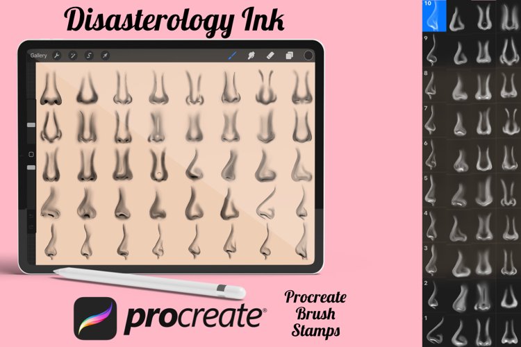 Noses Set 1 Procreate Brush Stamps, 40 Facial Nose Stamps