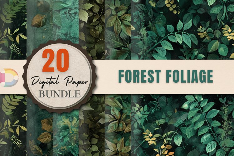 Forest Foliage Digital Paper Bundle