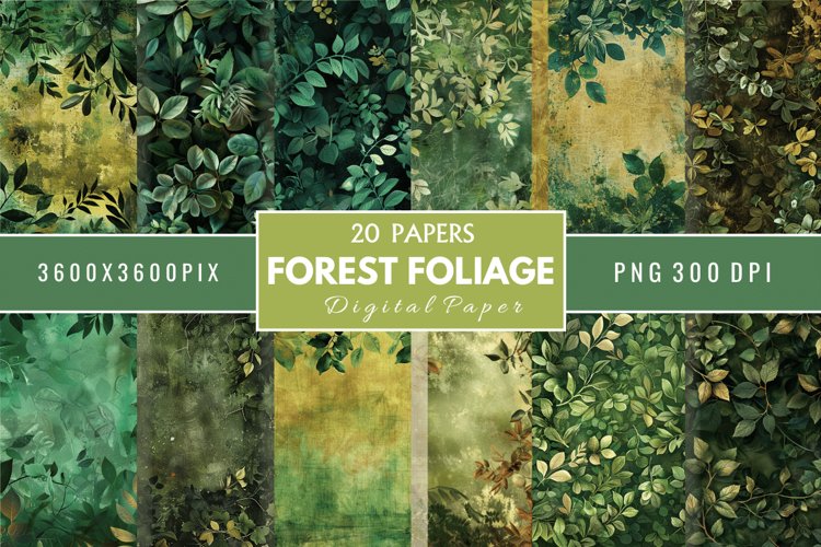 Forest Foliage Digital Paper Bundle