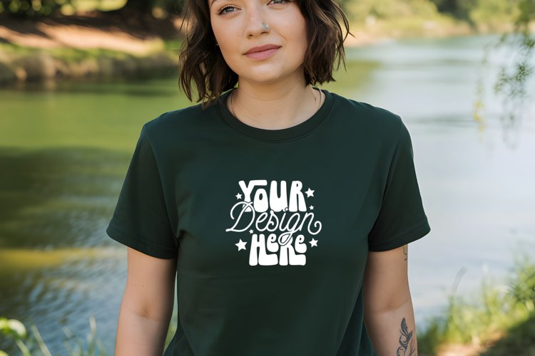 Forest Green Bella Canvas 3001 Mockup , Mockup (4179979)