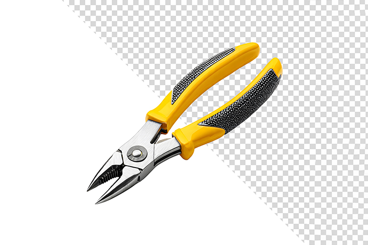 Angled Perspective View of Yellow Grip Pliers