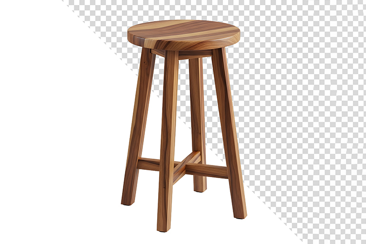 Classic Round Wooden Bar Stool with Natural Grain Texture