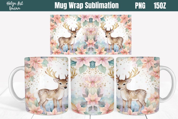 Cute Deer Mug Wrap 15 oz Sublimation (2992159)
