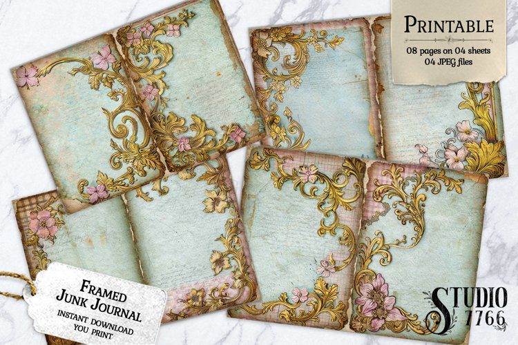 Shabby Chic Framed Junk Journal Pages