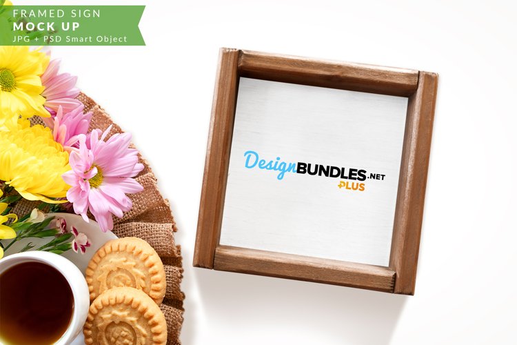 Framed Wood Sign | Spring Mock up