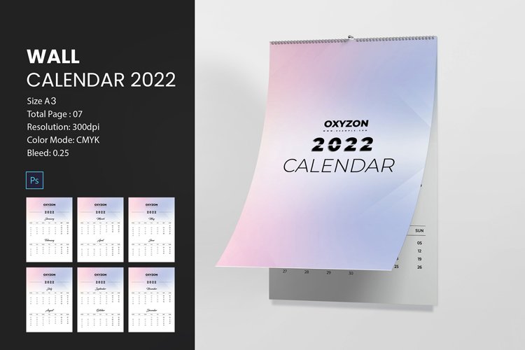 Wall Calendar 2022 (1669289) | Customizable Templates | Design Bundles