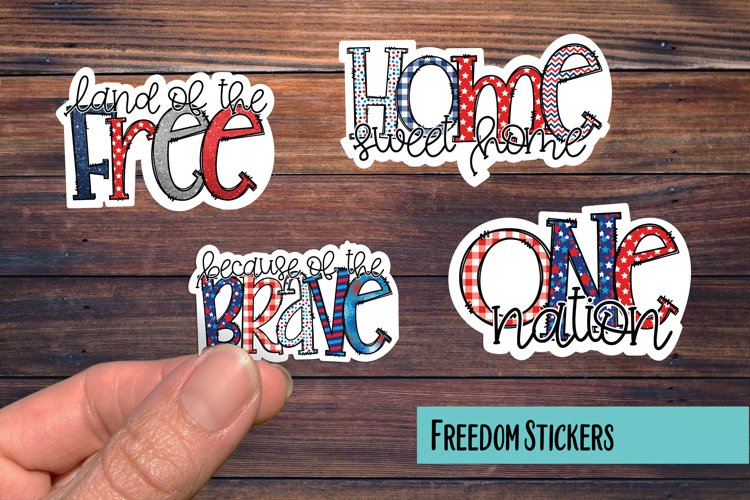 Freedom Lettering PNG Sticker Pack