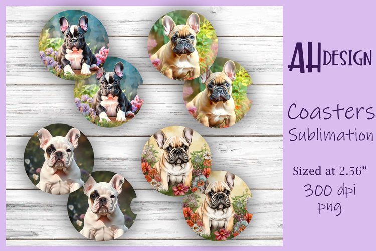 Frenchie Puppy Designs Car Coaster Keychain Sublimation