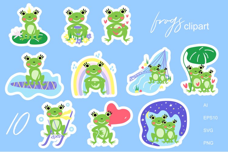 Frogs Stickers. Frogs Vector And PNG Clipart.