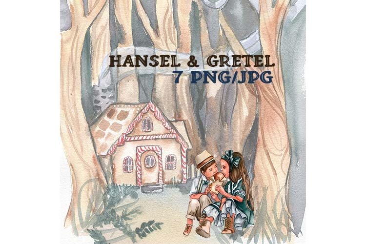 HANSEL and GRETEL FAIRY Tale Watercolor Clipart
