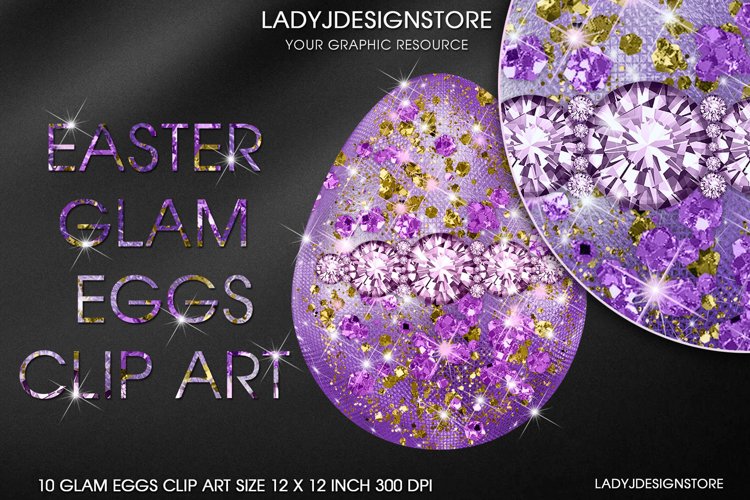 Easter Glam Eggs Clipart, sparkle glitter colorful eggs