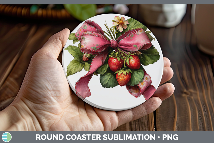 Fruit Bows Strawberries Round Coaster Sublimation Coaster De