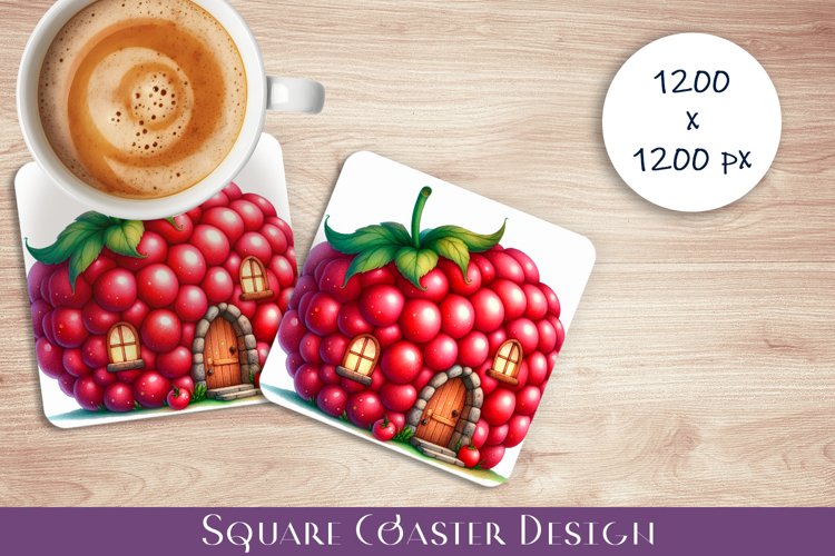 Fruit house Coaster Design, fantasy raspberries (3966802)