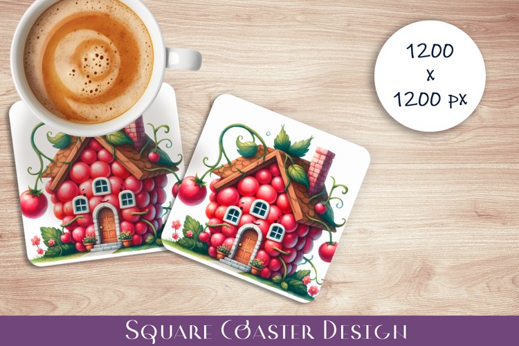 Vegetable house Coaster Design, fantasy tomato, (3994413)