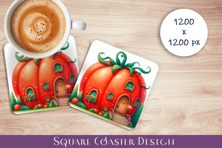Vegetable house Coaster Design, fantasy tomato, (3994390)