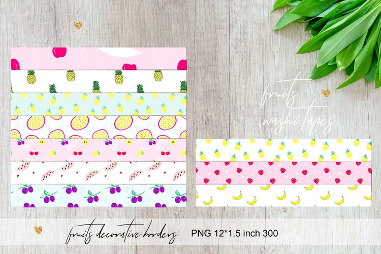 Fruit Washi Tapes PNG. Summer Washi Tapes.