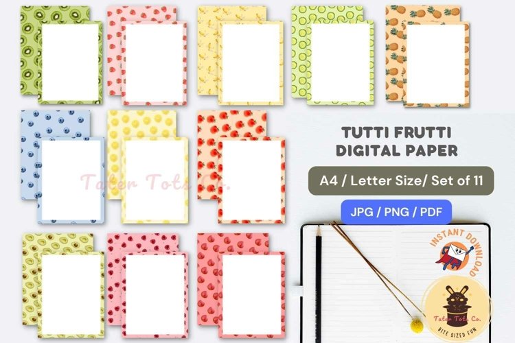 Frutti Tutti Real Fruit Pattern Digital Papers Bundle