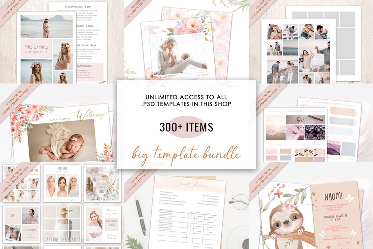 Huge Adobe Photoshop Template Bundle - Over 300 Templates