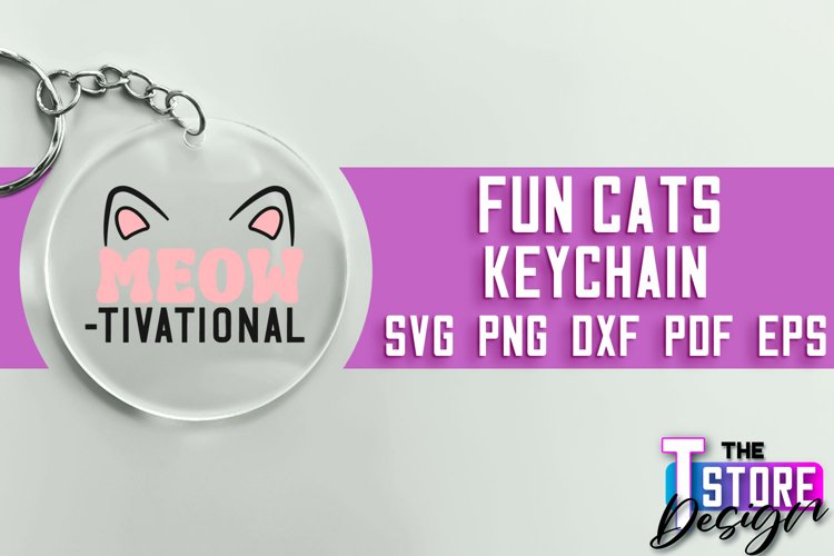 Fun Cats Keychain SVG Design | Happy Quotes | SVG (3203066)