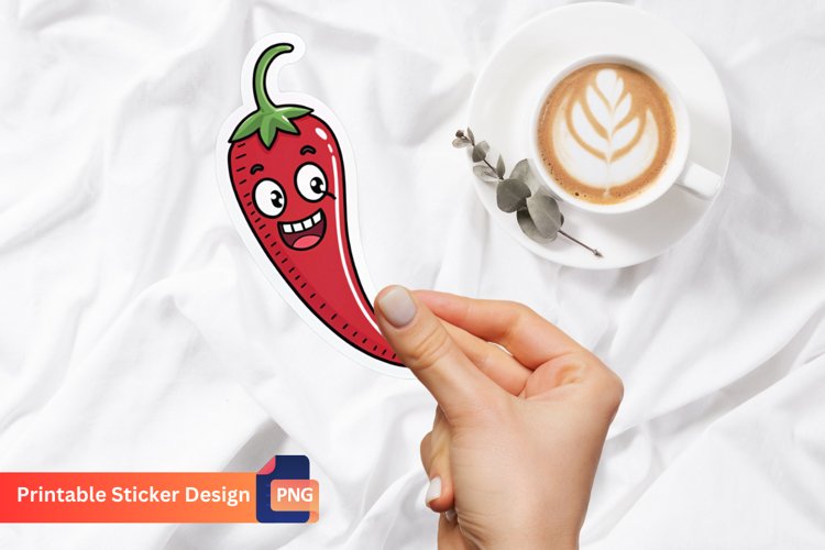Funny Chili Sticker, Chili Pepper Art, Funny Food Sticker