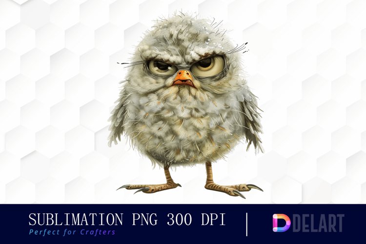 Funny Grumpy Bird Watercolor Clipart