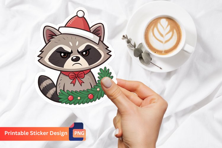 Funny Grumpy Racoon Sticker, Grumpy Animal Sticker