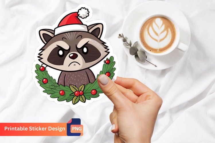 Funny Grumpy Racoon Sticker, Grumpy Animal Sticker