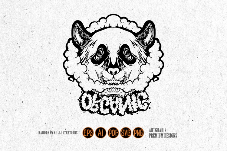 Funny panda puff organic smoke marijuana strain illustration