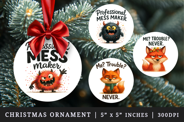 Funny Quotes round ornaments sublimation design