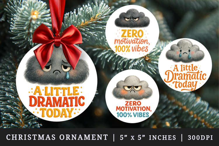 Funny Quotes round ornaments sublimation design