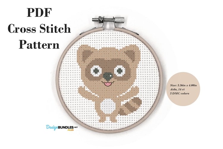 Funny Raccoon Cross Stitch Pattern PDF File | Animal Cross Stitch Patterns