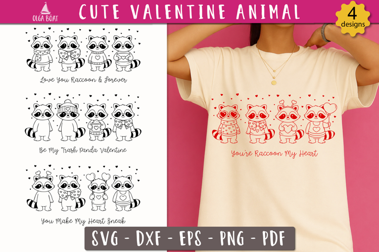 Funny Valentine Raccoon SVG Cute trash panda