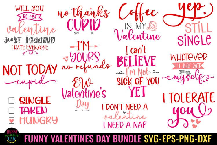 Funny VALENTINES DAY SVG Bundle Funny Valentines SVG